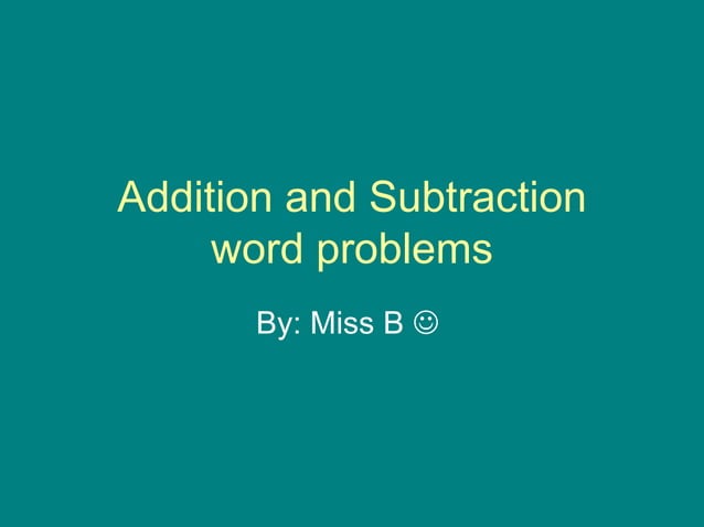Addition And Subtraction Word Problems | PPT