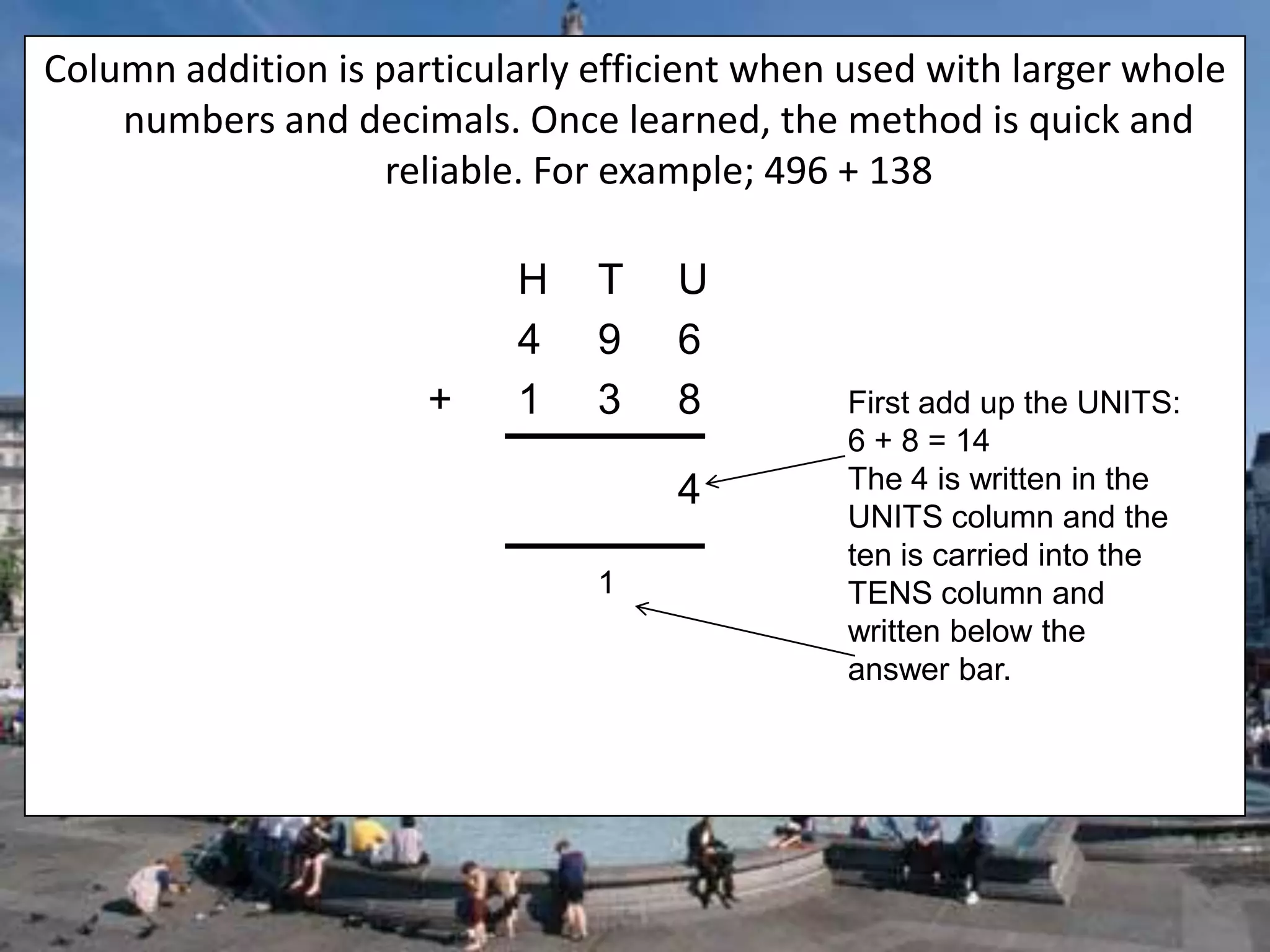 Addition Using The Column Method | PPTX
