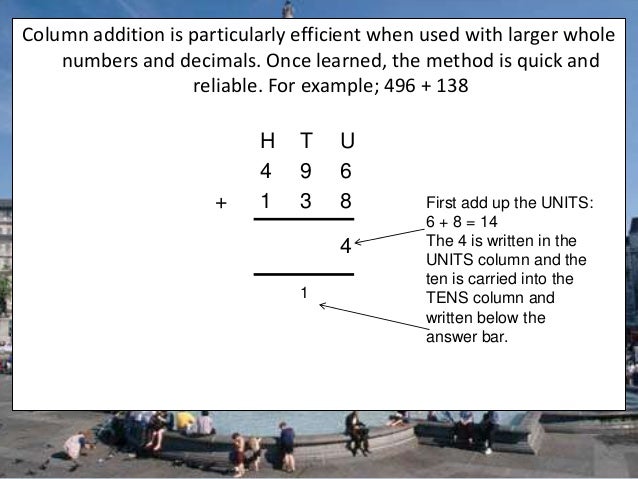 Addition Using The Column Method