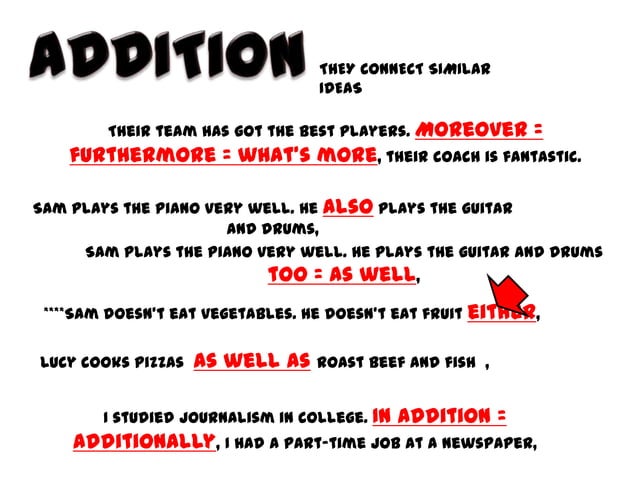 Addition, contrast, example | PPTX