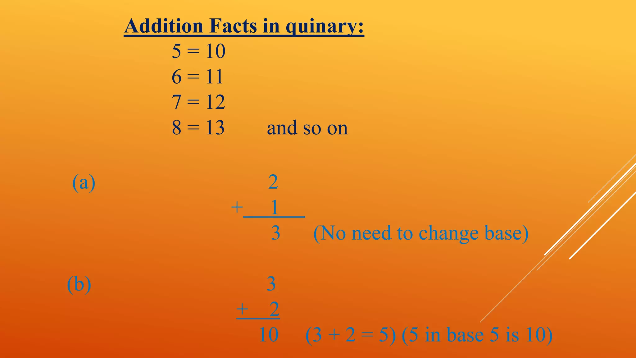 Addition facts in quinary | PPTX