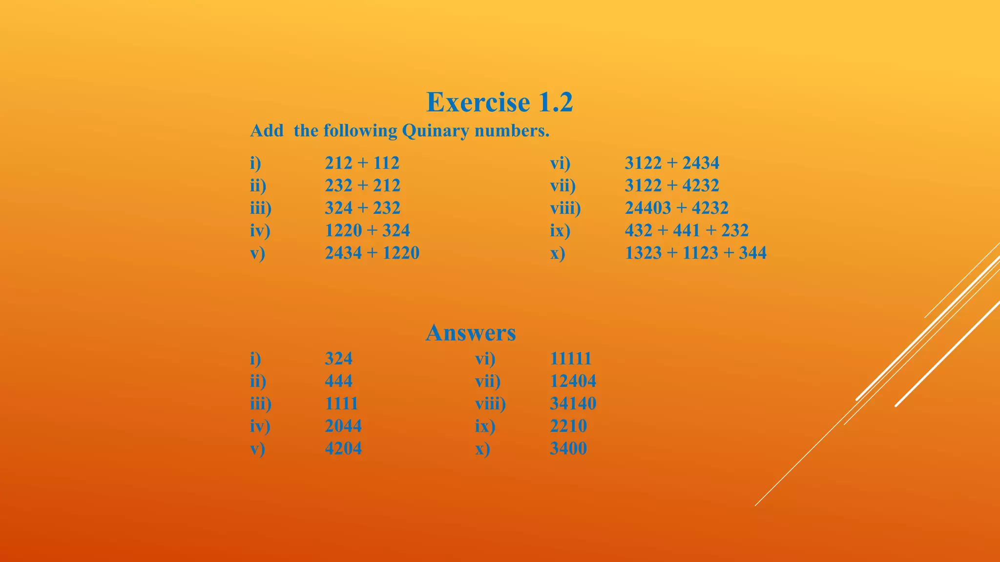 Addition facts in quinary | PPT