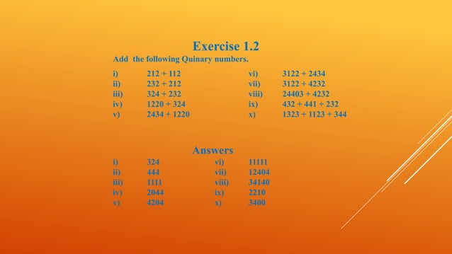 Addition facts in quinary | PPT