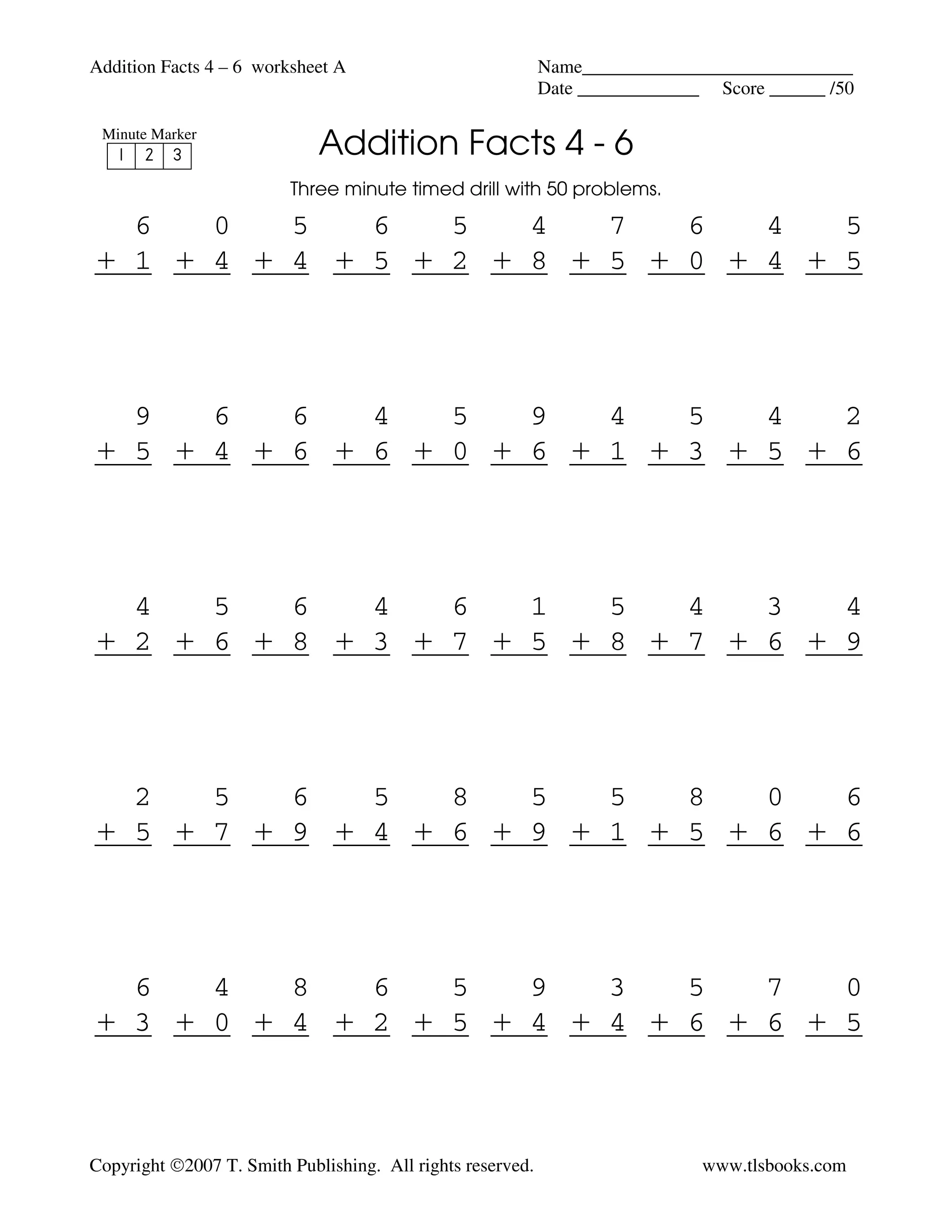 Addition fluency drill math facts | PDF