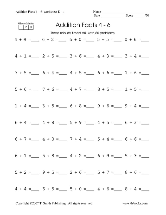 Addition fluency drill math facts | PDF