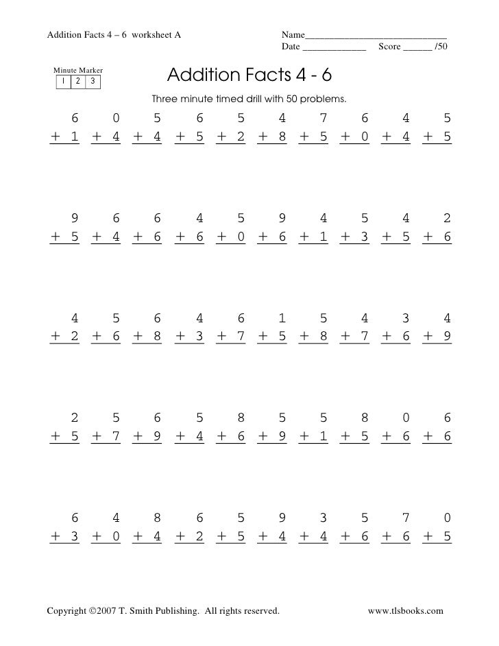 Addition Fluency Drill Math Facts Addition Fluency Drill Math Facts