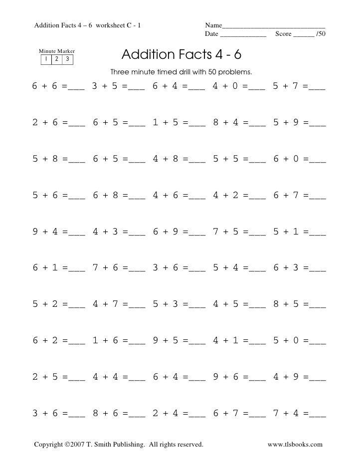 Addition Fact Drills