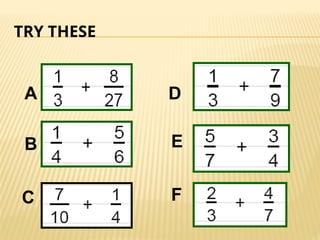 Addition of Fractions (PNSB).ppsx mathematics 5 | PPSX | Education