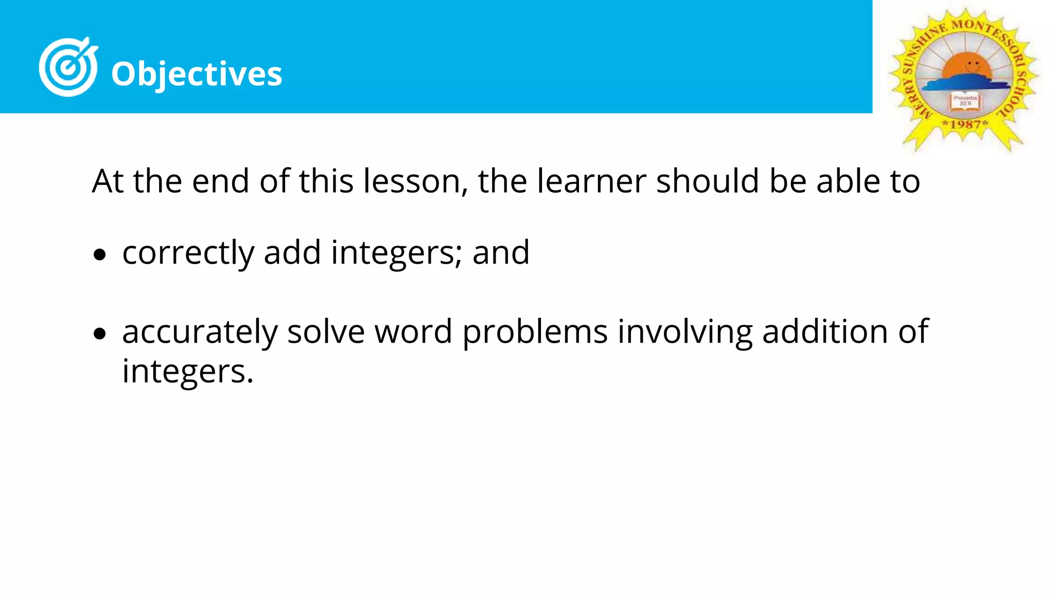 Addition of integers Grade 6 | PPTX