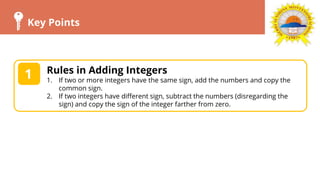 Addition of integers Grade 6 | PPTX