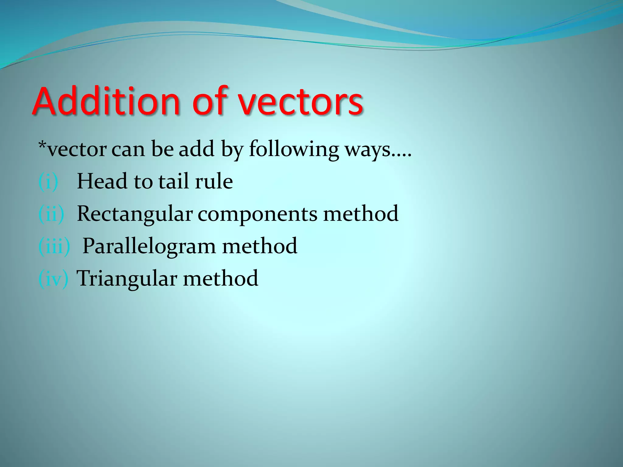 Addition of Vectors | By Head to Tail Rule | PPTX