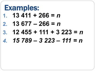Addition and Subtraction of whole numbers | PPTX