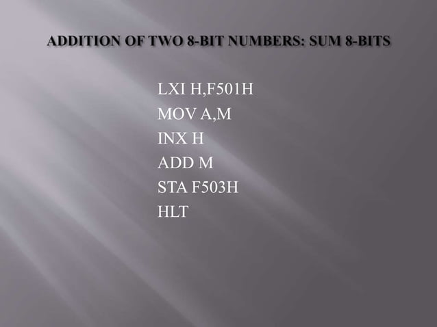 Addition programs in 8085 microprocessor | PPTX | Programming Languages ...