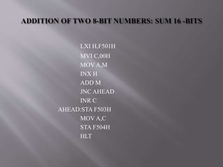 Addition programs in 8085 microprocessor | PPT