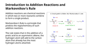 Addition Reactions, Markovnikov's Rule, And Its Applications.pptx