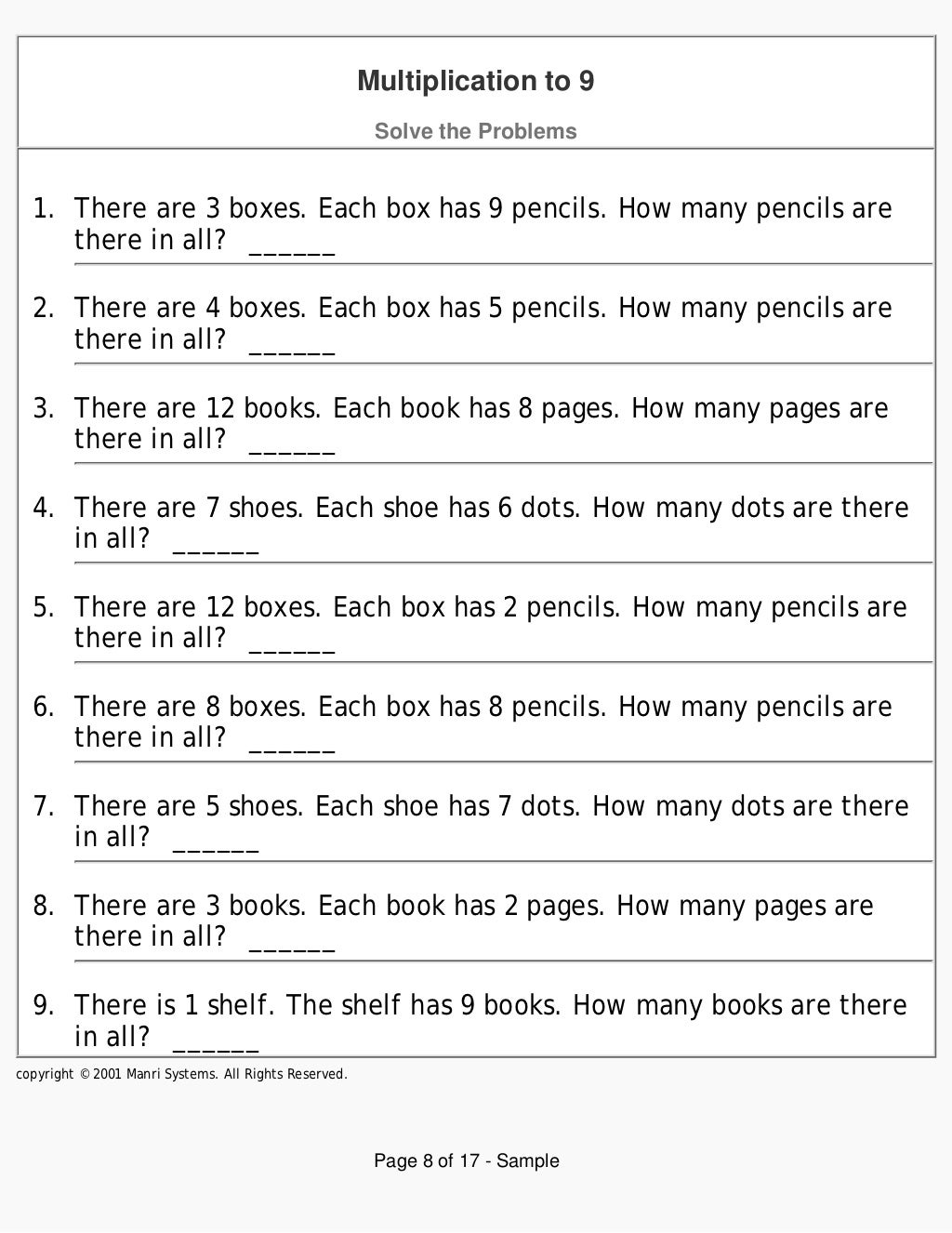 Additions, problem solving 3 rd. grade