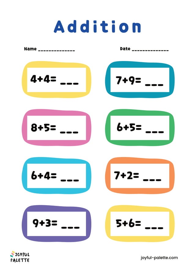 Colorful and Fun Addition and Subtraction Worksheets | PDF