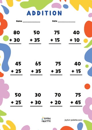 Colorful and Fun Addition and Subtraction Worksheets | PDF