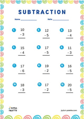 Colorful and Fun Addition and Subtraction Worksheets | PDF