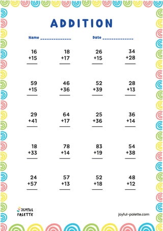 Colorful and Fun Addition and Subtraction Worksheets | PDF