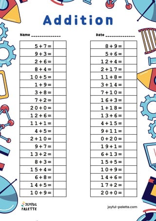 Colorful and Fun Addition and Subtraction Worksheets | PDF