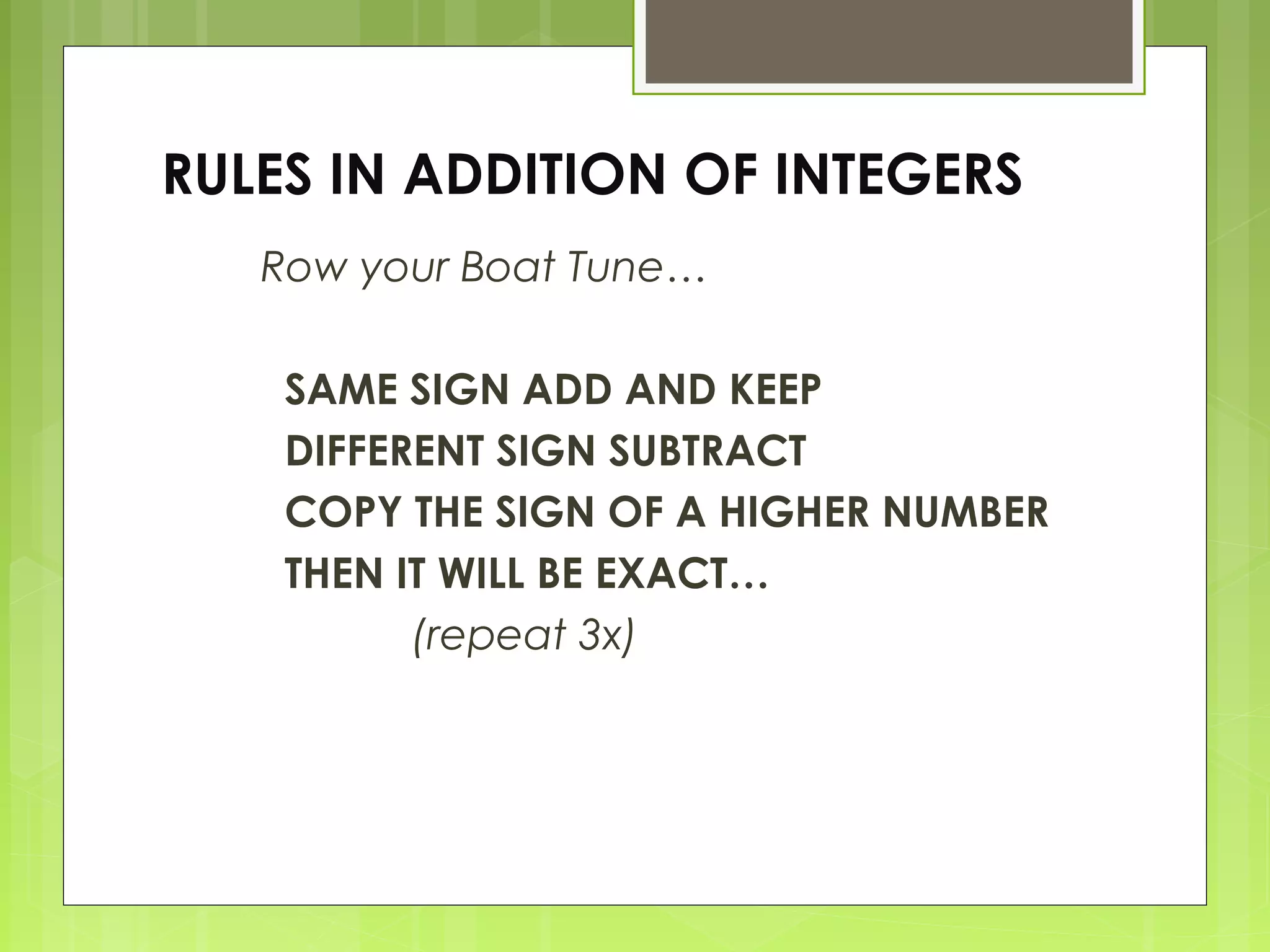 lesson plan on Addition & subtraction of integers | PPT