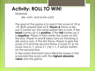 lesson plan on Addition & subtraction of integers | PPT