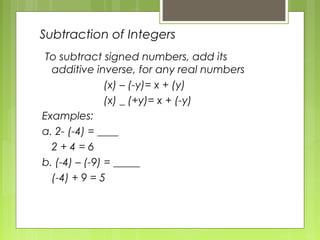 lesson plan on Addition & subtraction of integers | PPT