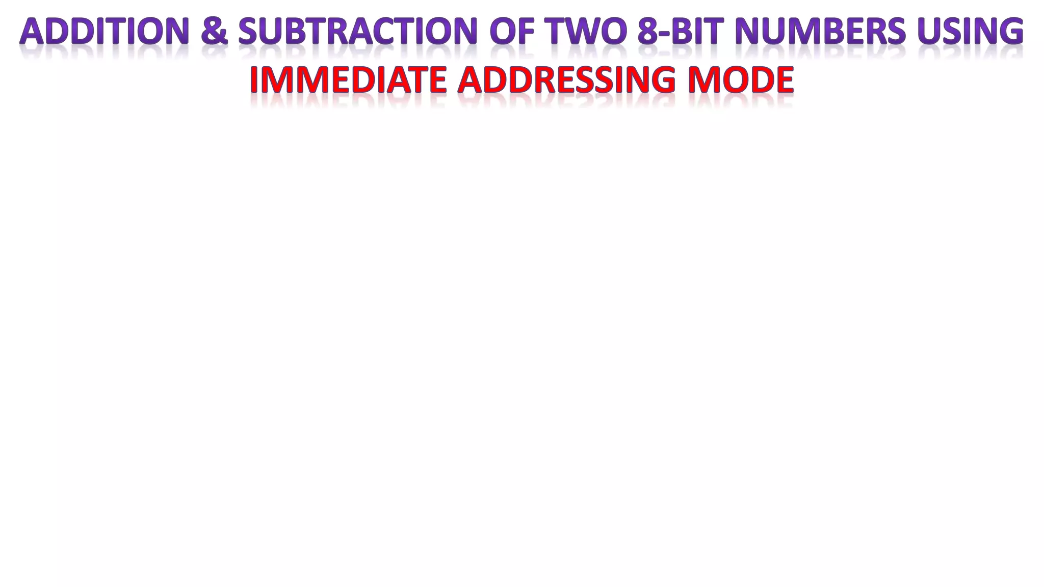Addition And Subtraction Using 8085 Microprocessor Ppt