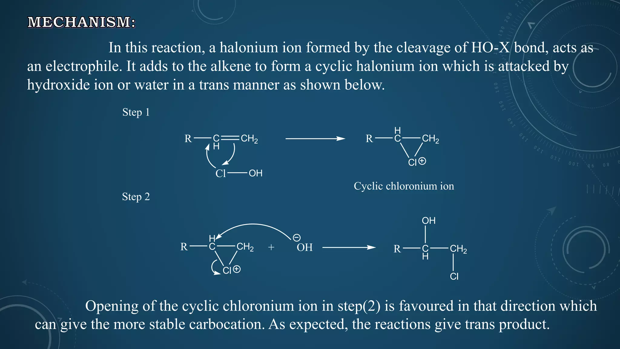Hydroboration-oxidation, Addition with alkenes like Hydroxylation, Hypo ...