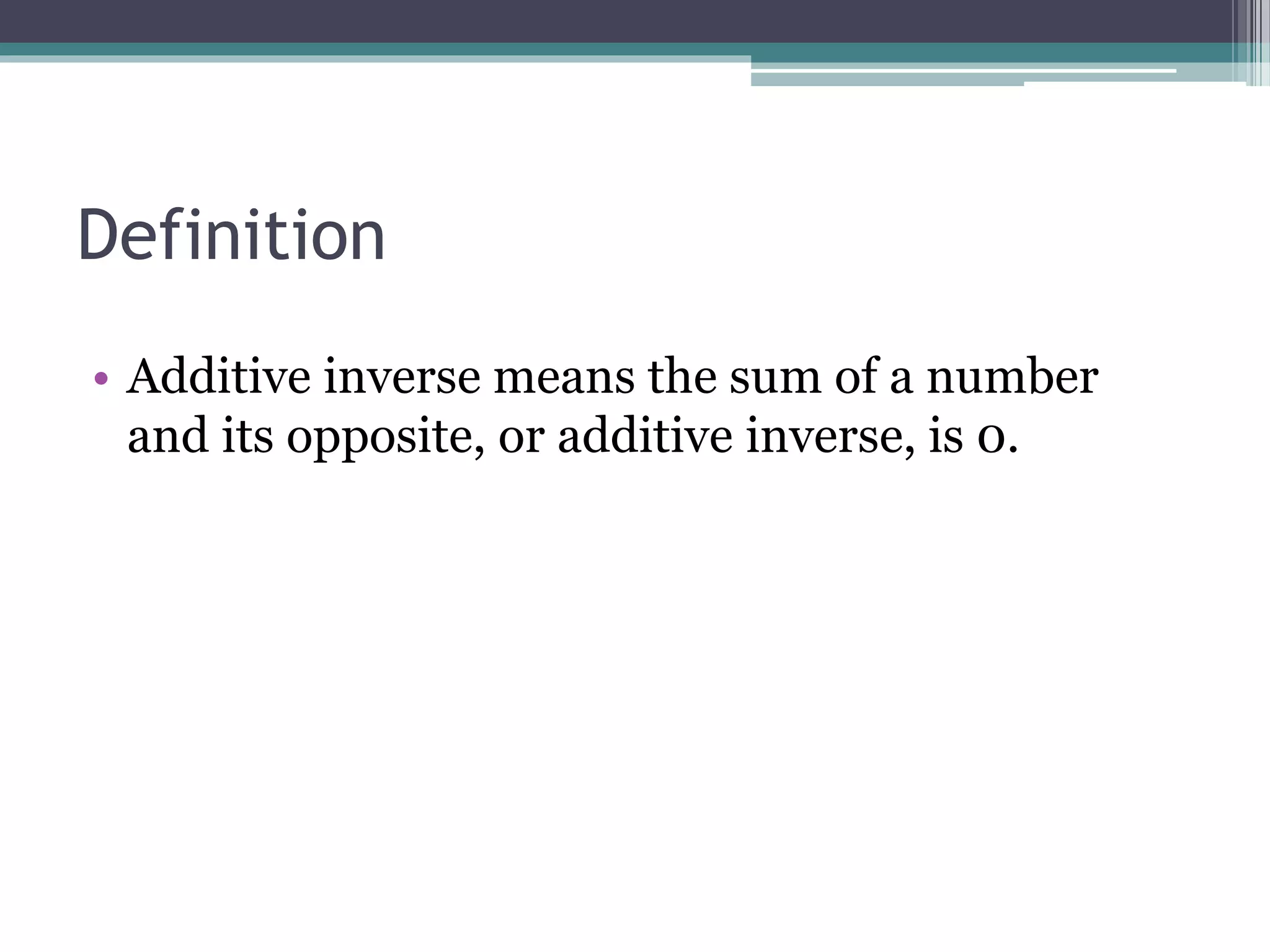 Additive inverse | PPT
