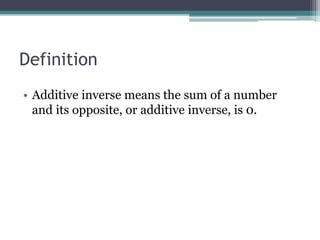 Additive inverse | PPT
