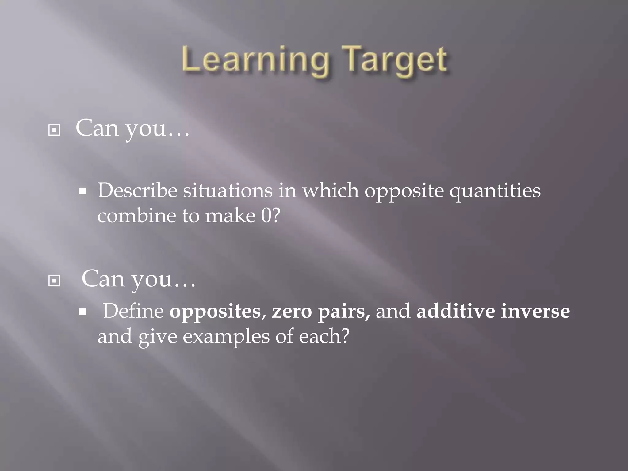 Additive inverse zero pairs absolute value | PPTX
