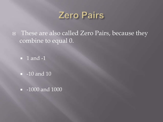 Additive inverse zero pairs absolute value | PPTX | Science