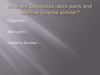 Additive inverse zero pairs absolute value | PPTX