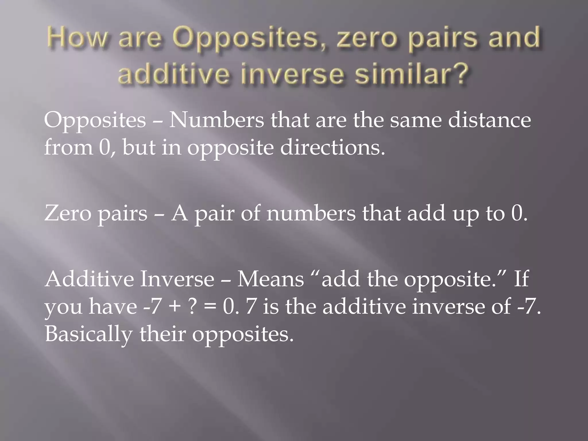Additive Inverse Zero Pairs Absolute Value Pptx
