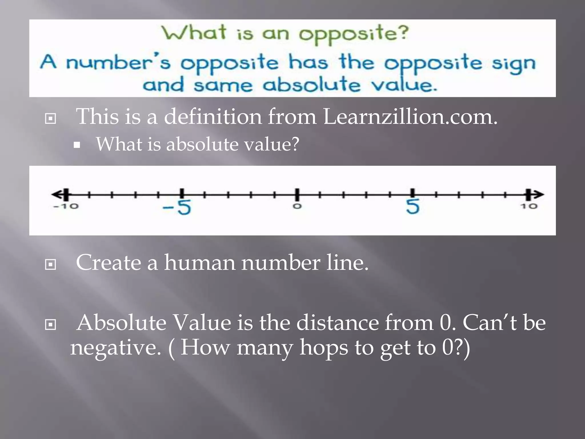 Additive inverse zero pairs absolute value | PPTX