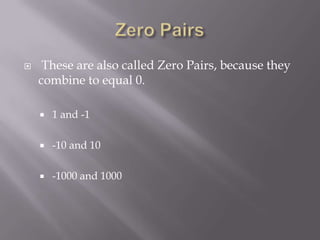 Additive inverse zero pairs absolute value | PPTX
