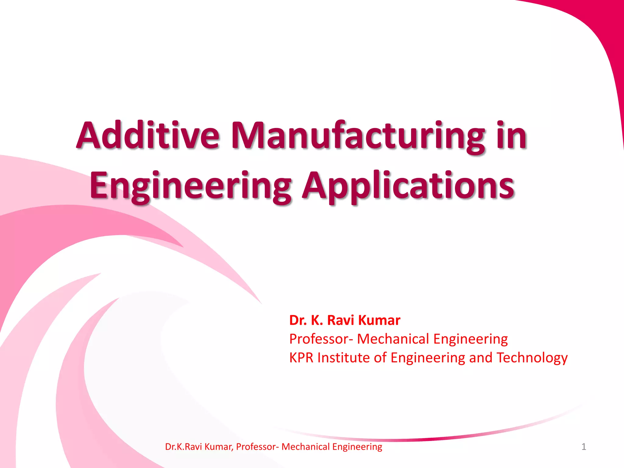 Additive manufacturing in Engineering Applications.pptx