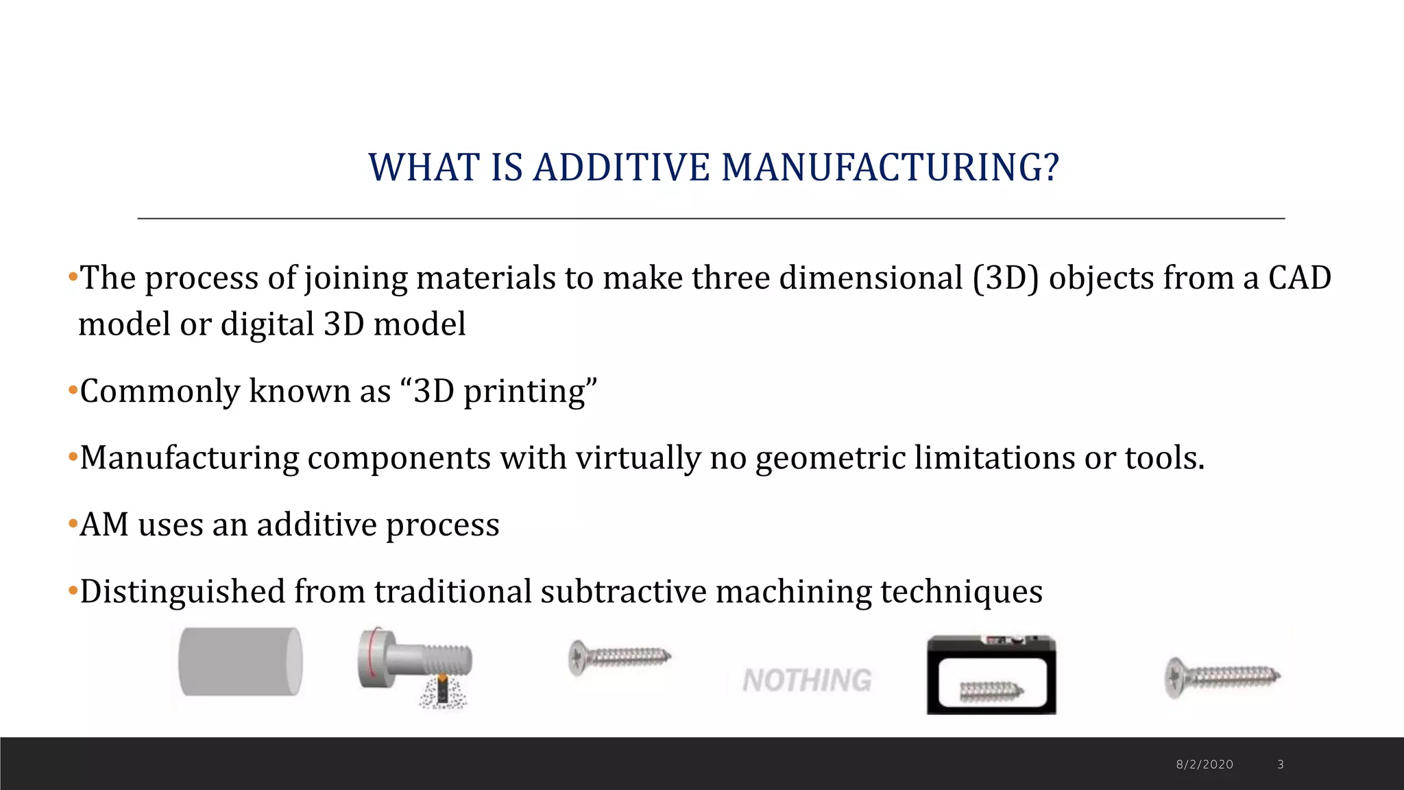 Additive Manufacturing or 3D Printing Presentation | PDF