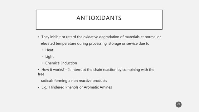 Additives of Polymer, Additives of plastic, Improve properties of Plastic, Types of Additives | PPTX