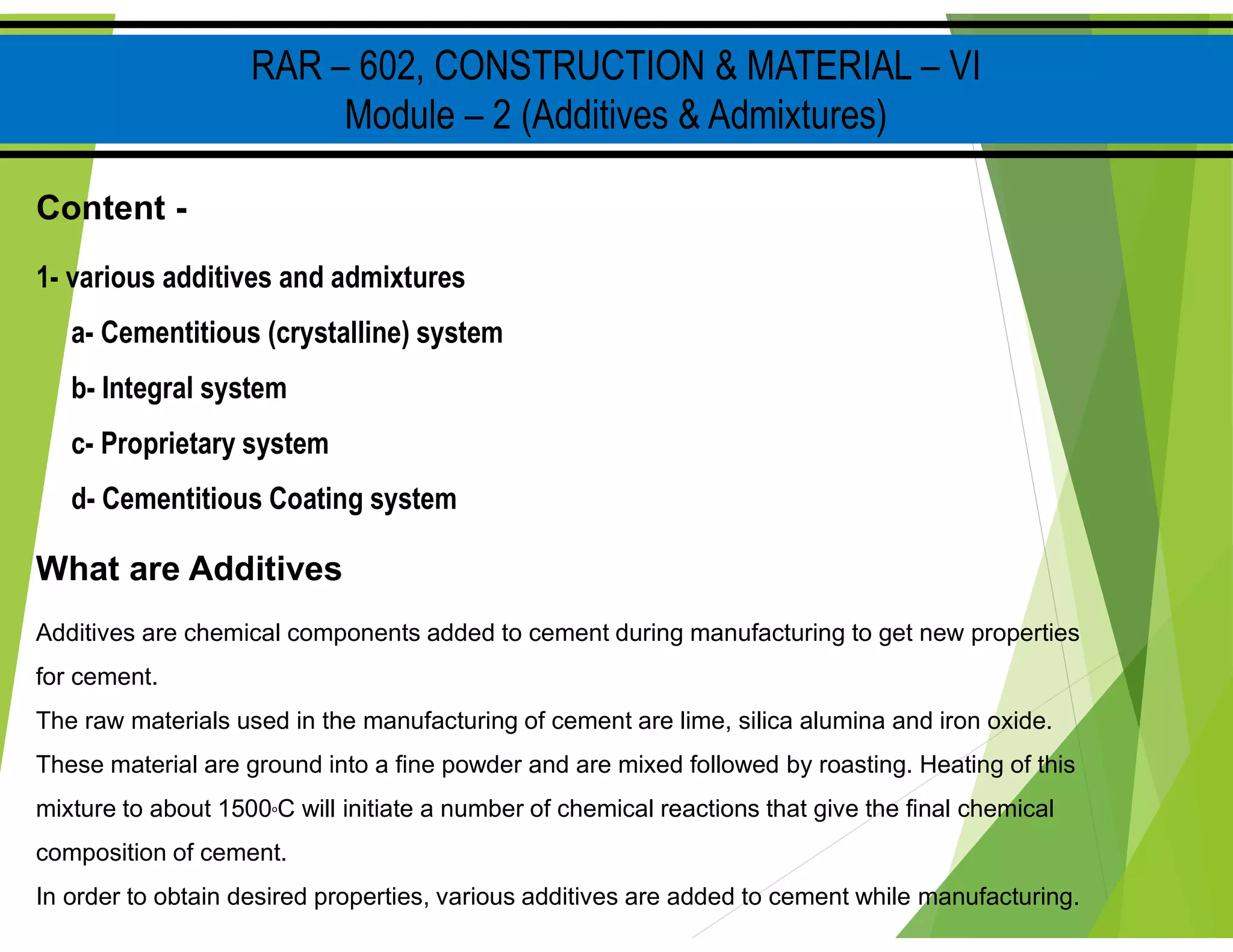 Additives and admixture | PDF