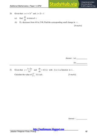 Add Maths Paper 1 | PDF