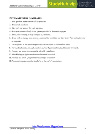 Add Maths Paper 1 | PDF