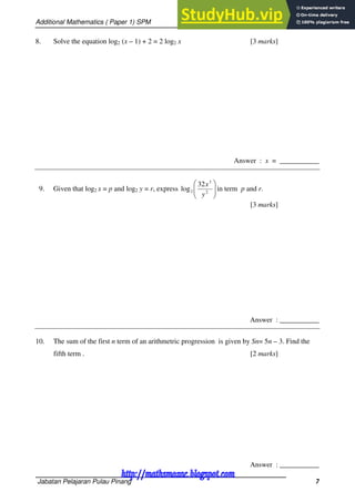 Add Maths Paper 1 | PDF