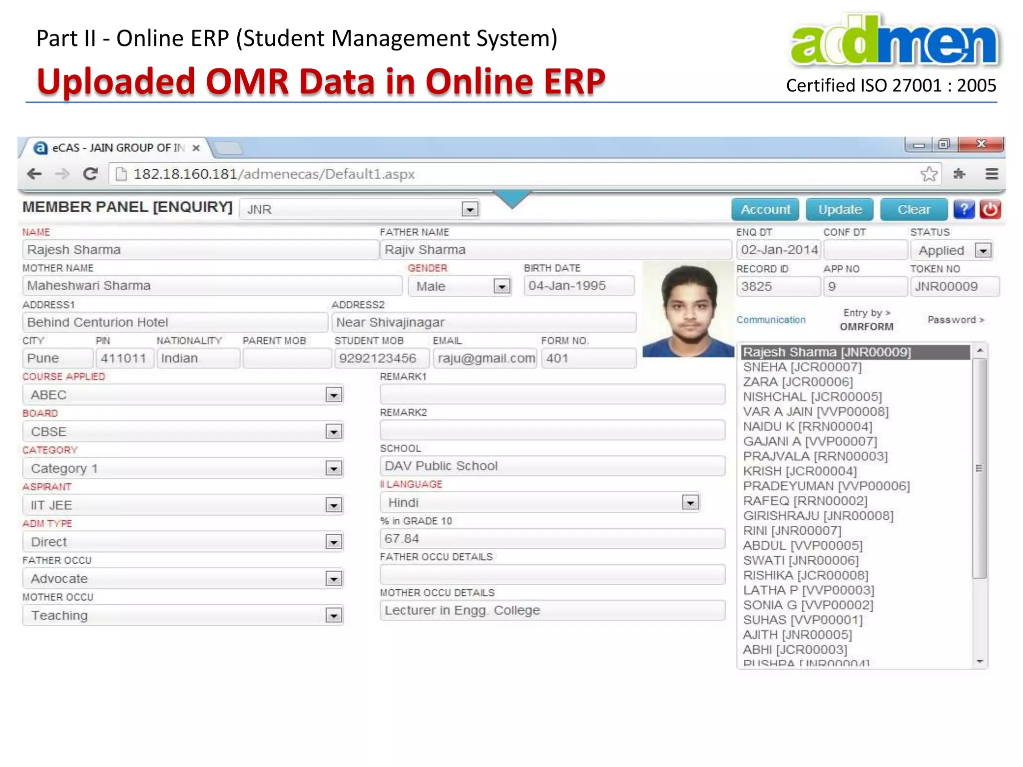 omrformreader - Addmen omr ecas admission 13.3 | PPTX