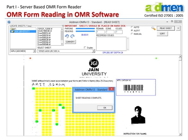 omrformreader - Addmen omr ecas admission 13.3 | PPTX