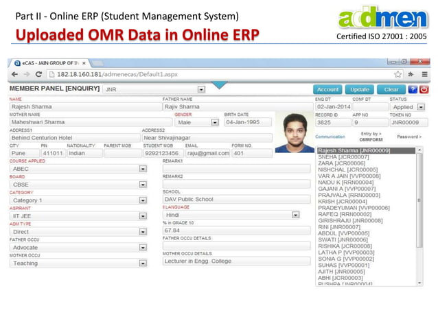 omrformreader - Addmen omr ecas admission 13.3 | PPTX