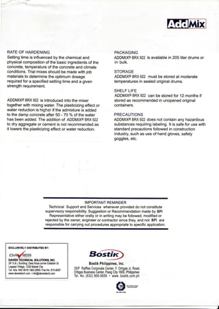 Addmix brx922 midrange plasticizer type d and type g | PDF