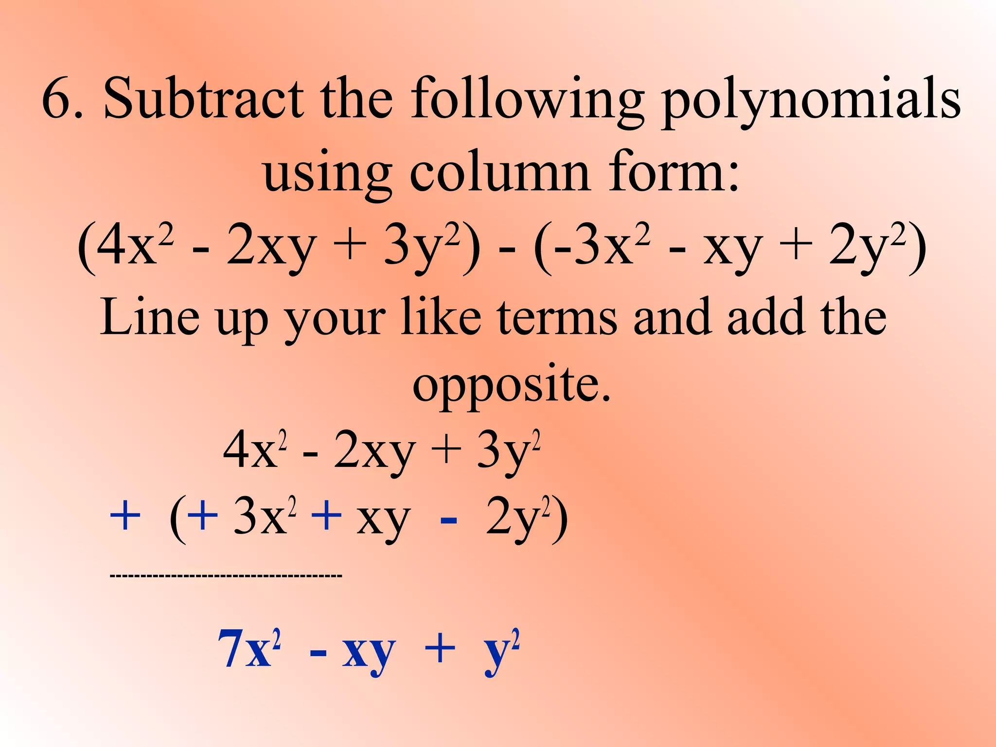 Add/Subtracting Polynomials | PPT
